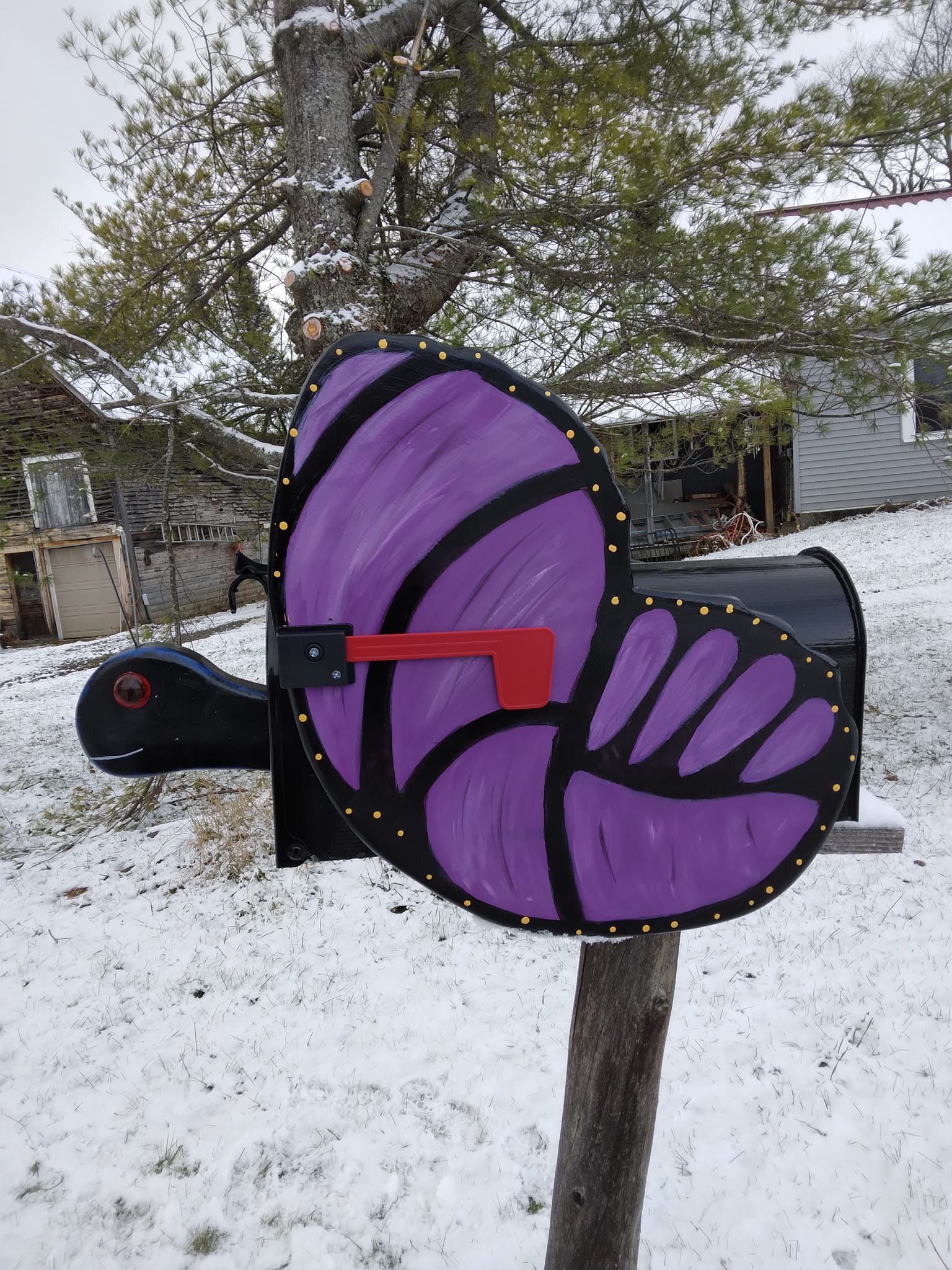 Purple butterfly mailbox, bug mailbox - Crossknots Woodworking - Custom ...