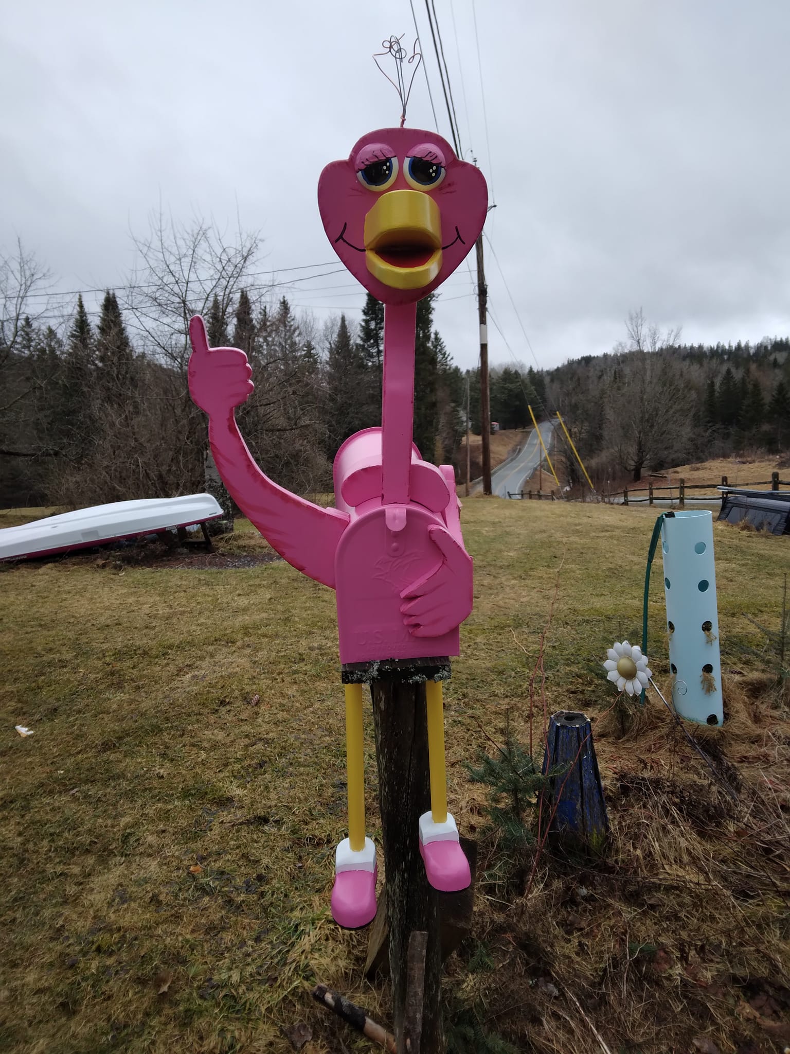 Girl flamingo,pink flamingo, novelty mailbox, cartoon mailbox ...